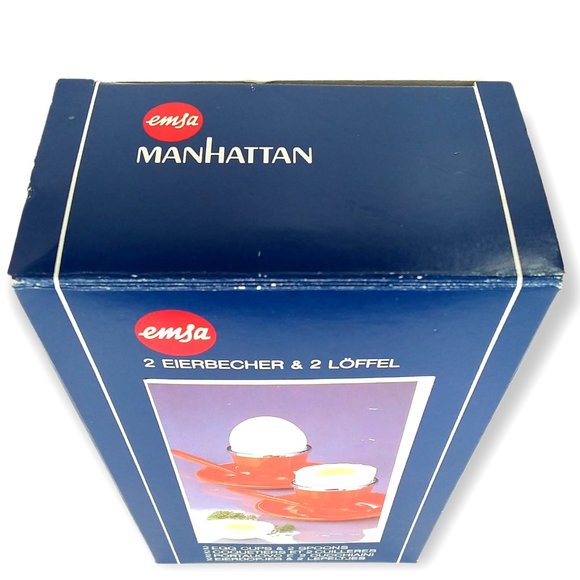 Emsa | Dining | Vintage Emsa 2 Egg Cups 2 Spoons Plastic Set Red ...